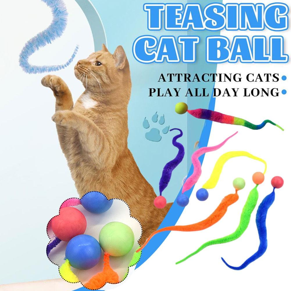 FurNest Bouncy Ball with Tail Cat Toys' Magic Worm with Ball Toy For ...