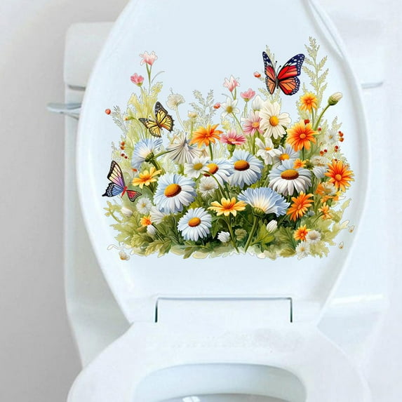 FurNest Butterfly Flower Toilet Seat Stickers Toilet Lid Decals Diy ...