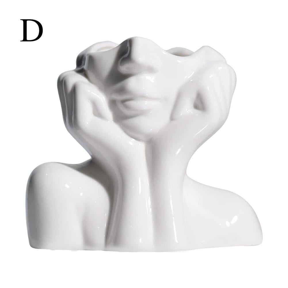 FurNest Ceramic Vase Human Body Face Nude Flower Pot Plant Room Decor ...