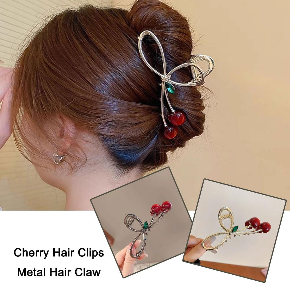 FurNest CherryHair Clips Large Metal Hair Claw Exquisite CherryHeart ...