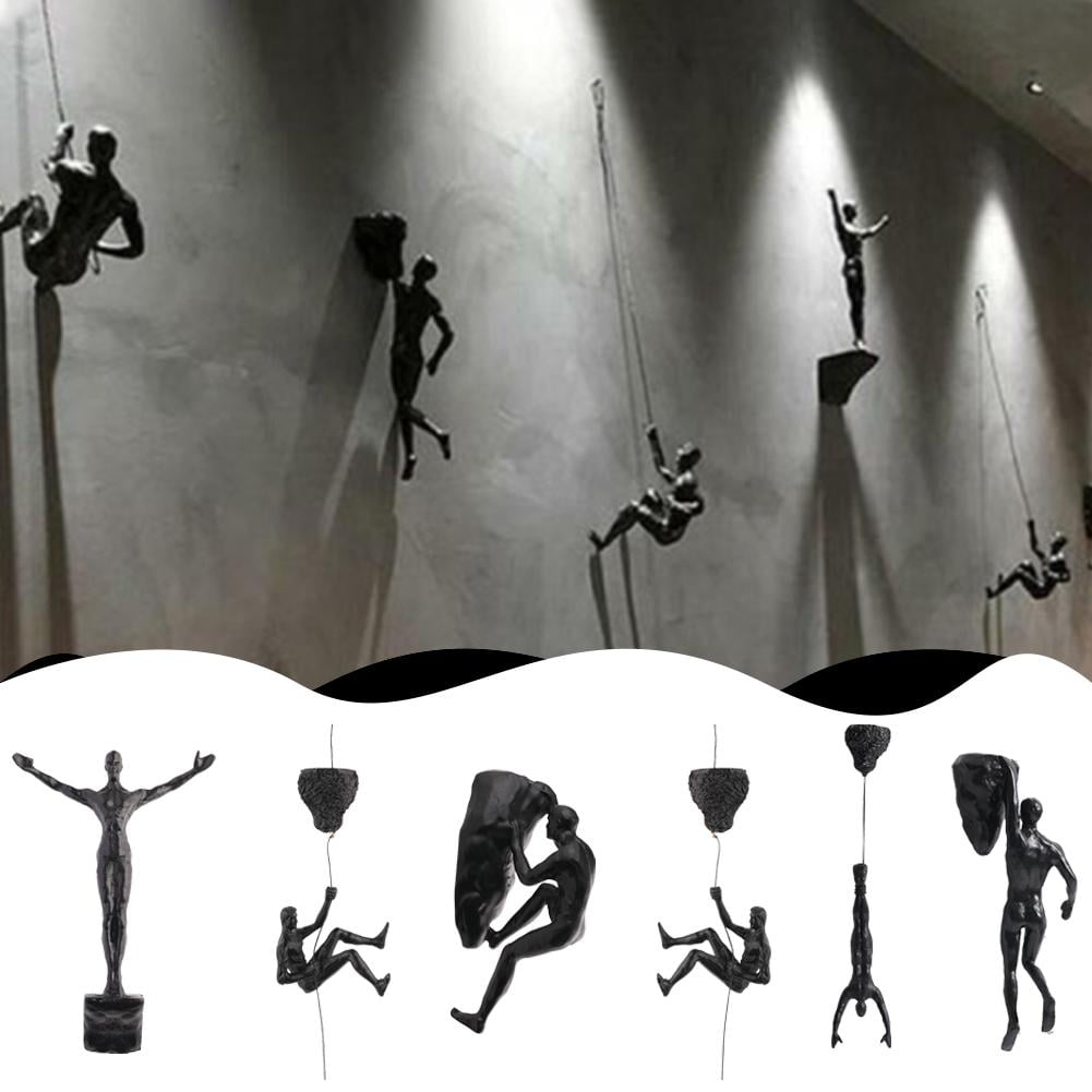 FurNest Creative Climbing Man Resin Iron Wire Wall Hanging Figures Scul ...