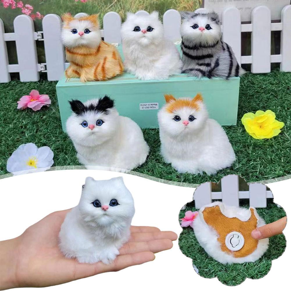 FurNest Cute Artificial Plush Cat Simulation Cat Ornaments Fake Cats ...