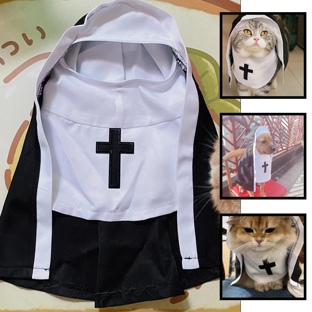 FurNest Halloween Funny Kittens and Puppies Nun Cloak Costume for Small ...