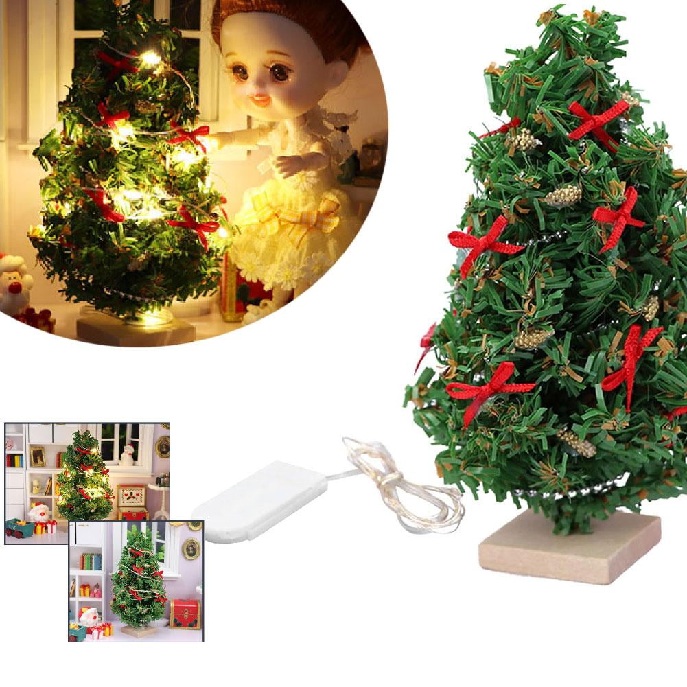 FurNest Miniature Christmas Tree with Lights for Dolls House, 1/12 ...