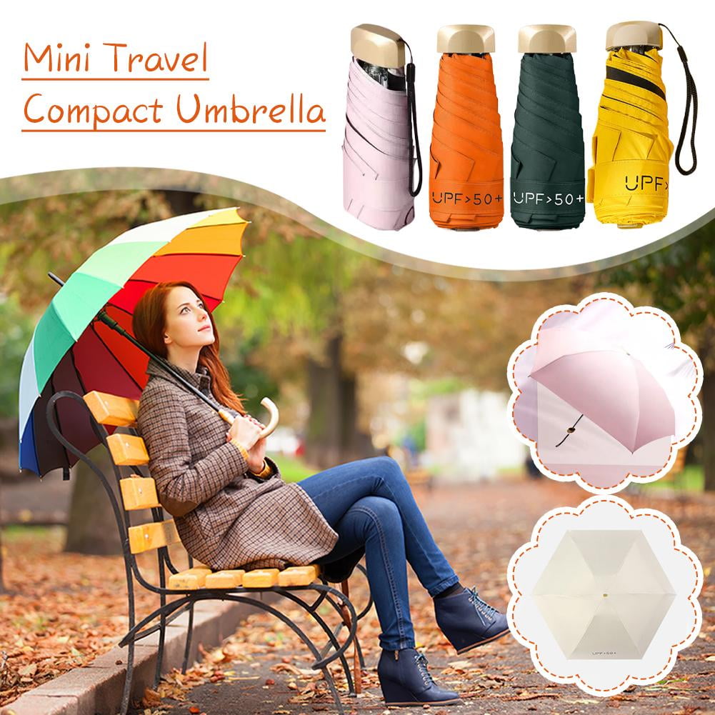 FurNest Portable Rain Umbrella Pocket Compact Mini Umbrella 6 Fold Sun ...
