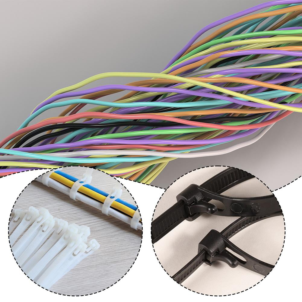 FurNest Releasable Cable Ties Reusable Black Natural Nylon Tie Zip ...