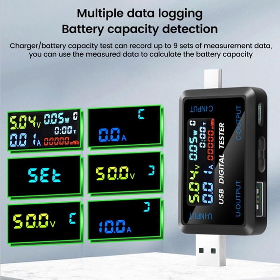 FurNest Type-C USB Tester Voltmeter Current Meter Charge Ammeter Power ...