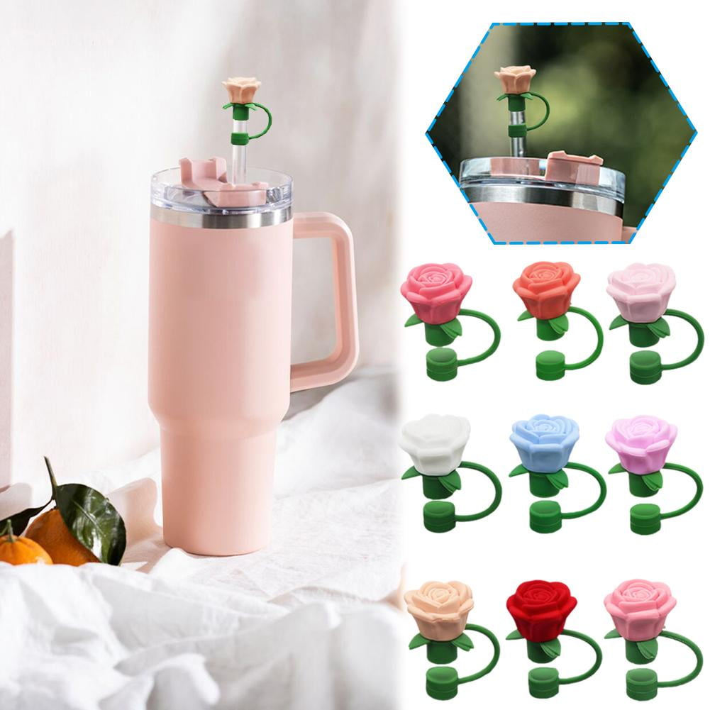 FurNest Valentine's Day Straw Covers * for Cup,Rose Flower Straw ...