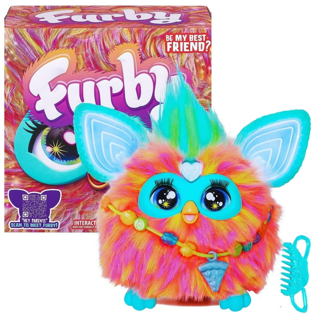 Furby Coral Interactive Plush Toys with 15 Fashion Accessories Voice ...