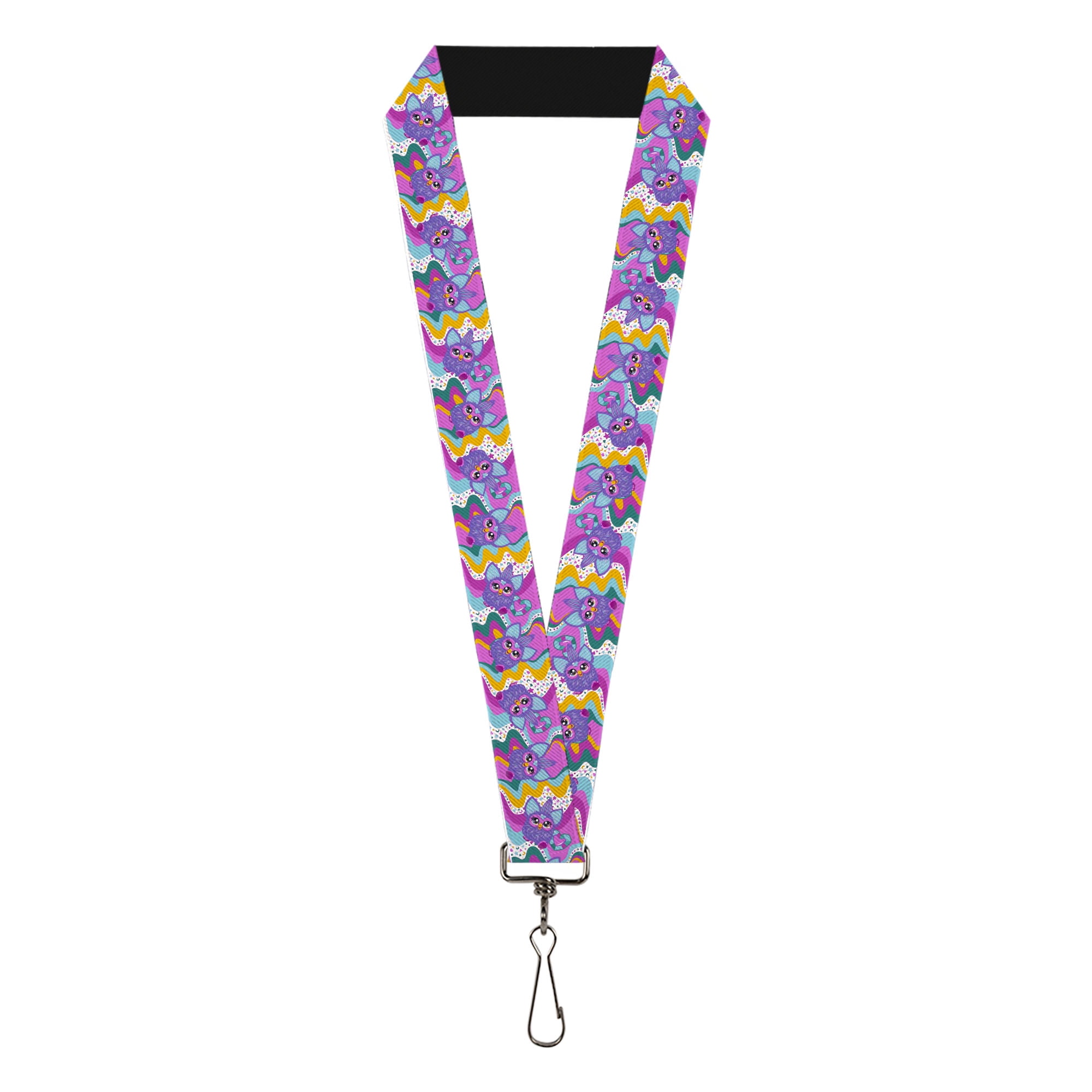 Furby Lanyard, Furby Purple Dancing Pose Collage Multi Color, Elastic ...