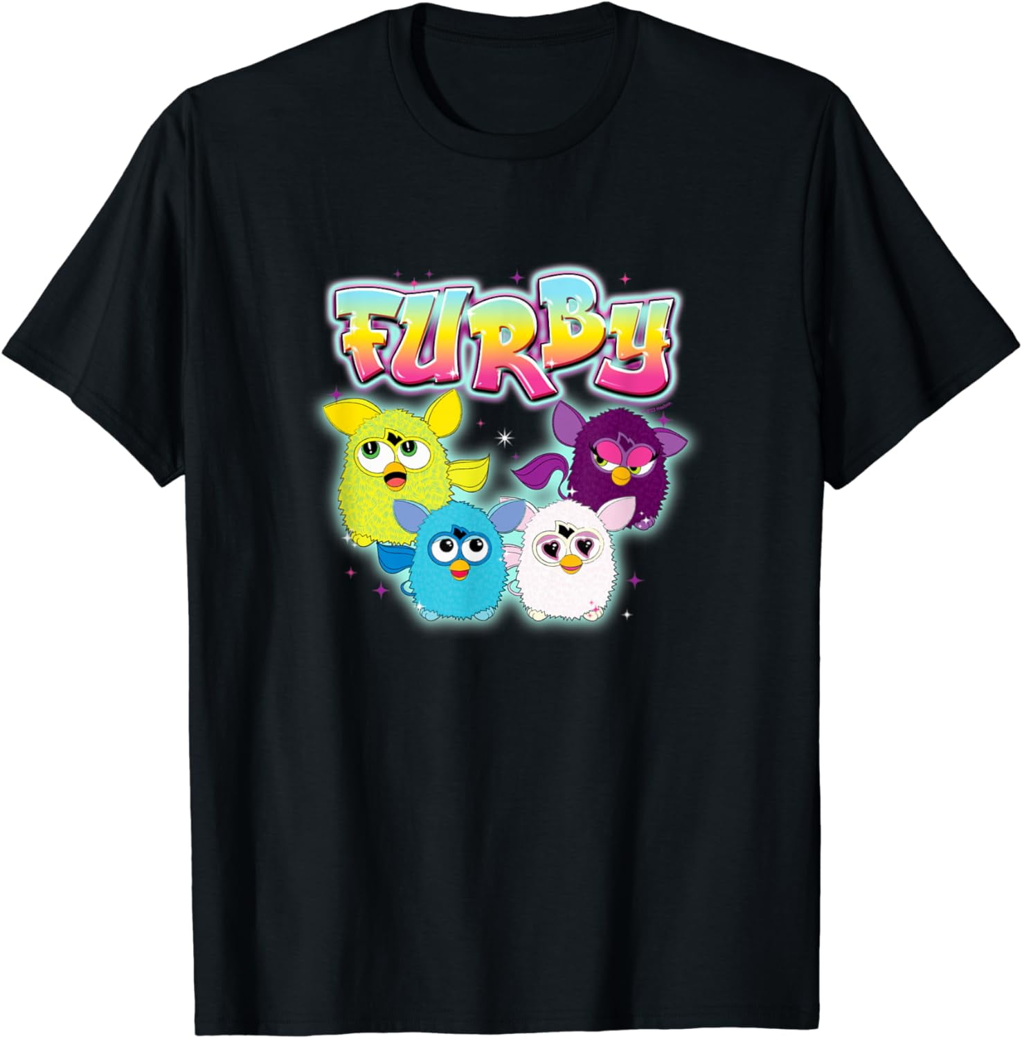 Furby Vintage Neon Rainbow Graffiti Style Group Poster T-Shirt ...