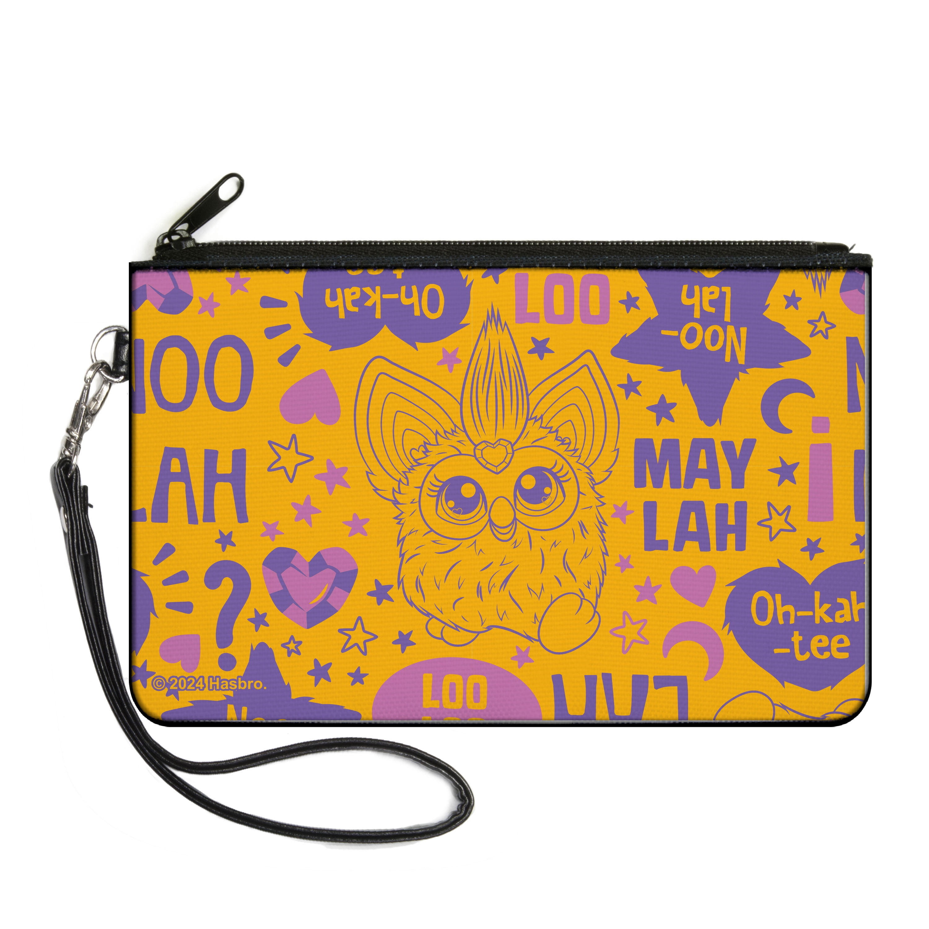 Furby Wallet, Zip Clutch, Furby Purple Excited Furby Pose and Icons ...