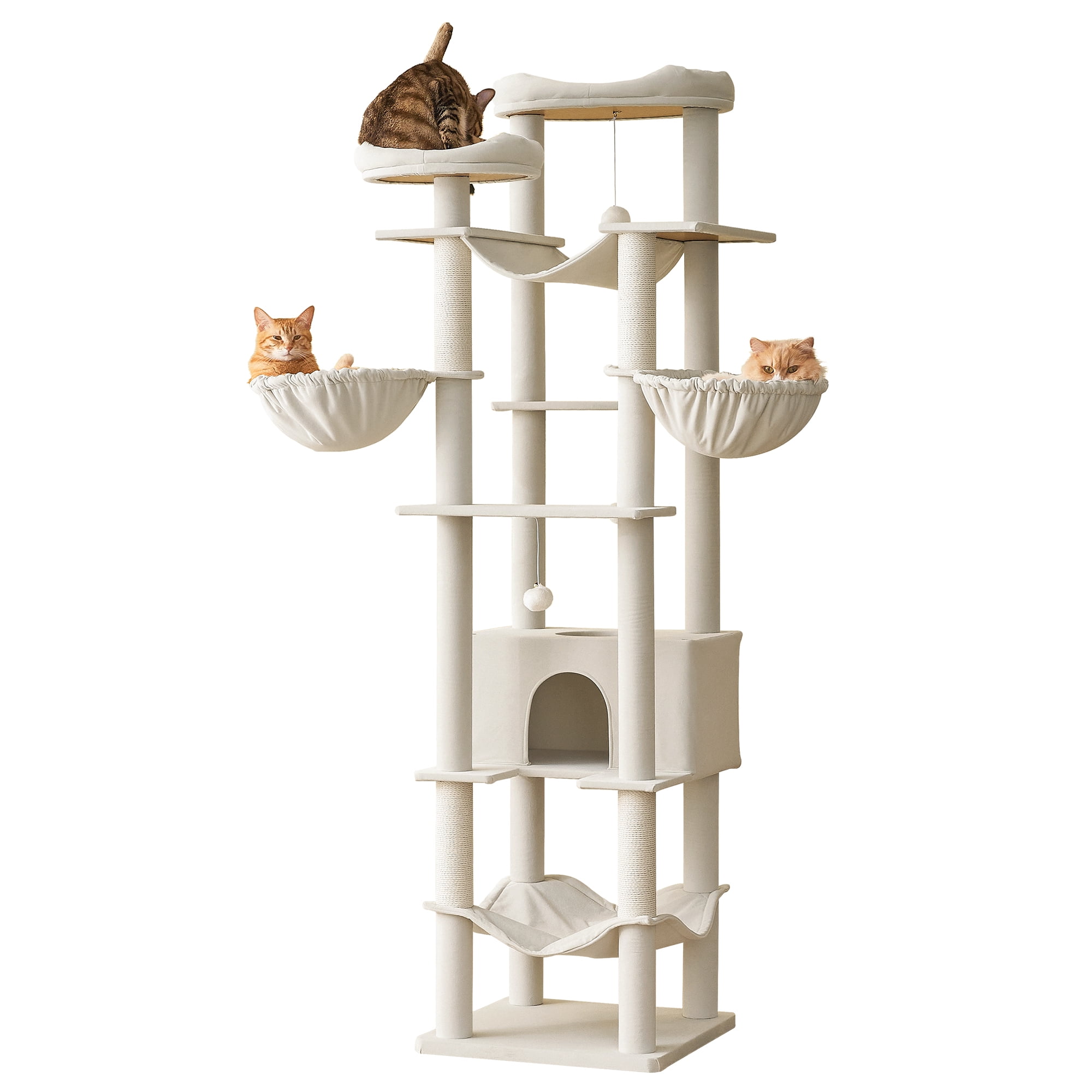 Furcato 77-Inch Cat Tree for Indoor Cats, Multi-Level Large Cat Tower ...