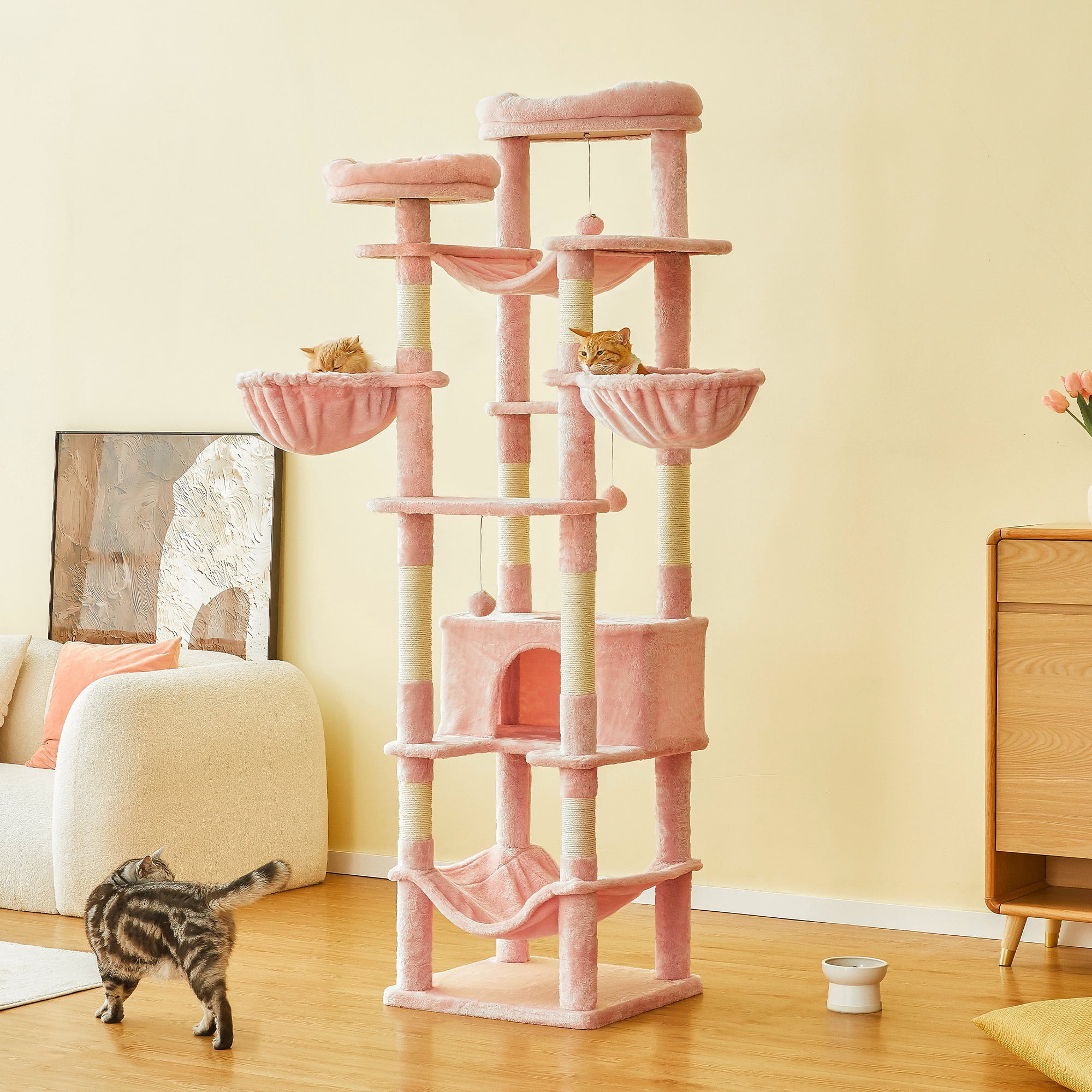 Furcato 77-Inch Cat Tree for Indoor Cats, Multi-Level Large Cat Tower ...
