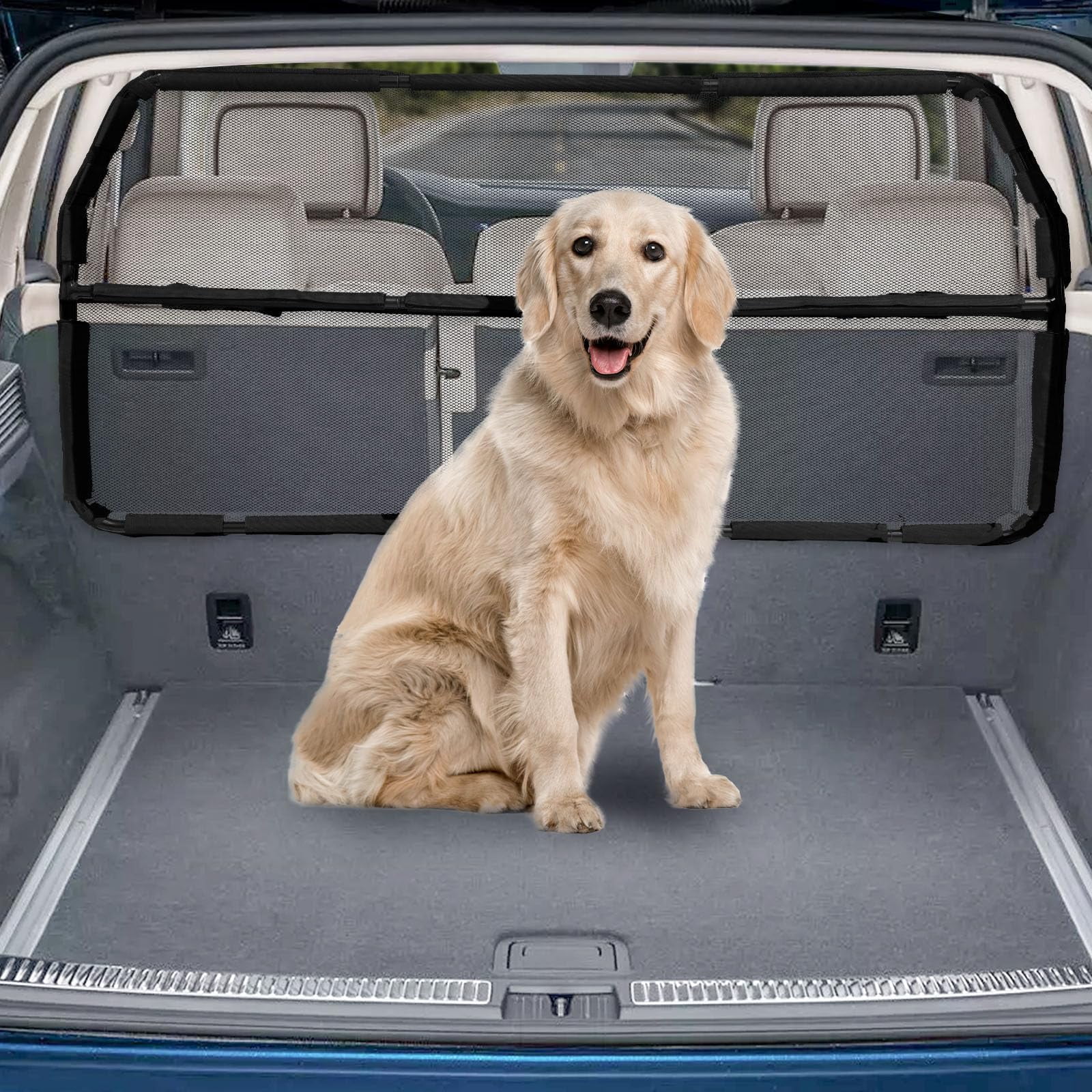 Furggis Dog Car Barrier Escape-Proof, 46" Wide Car Divider with See ...