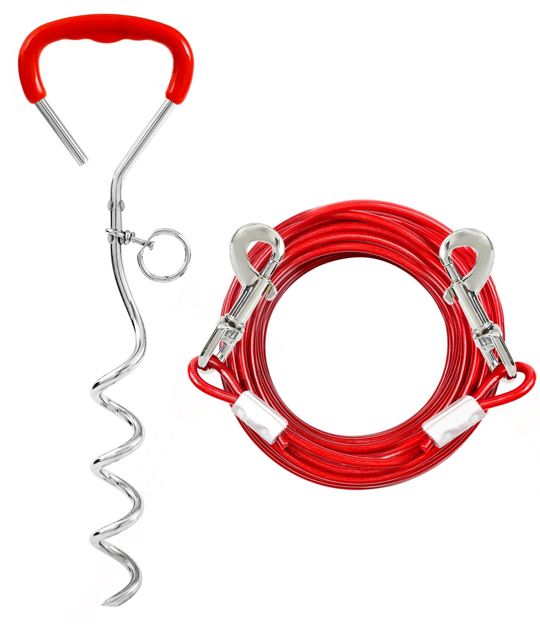 Furggis Dog Stake and Tie Out Cable with Spring for Medium Large Dog ...