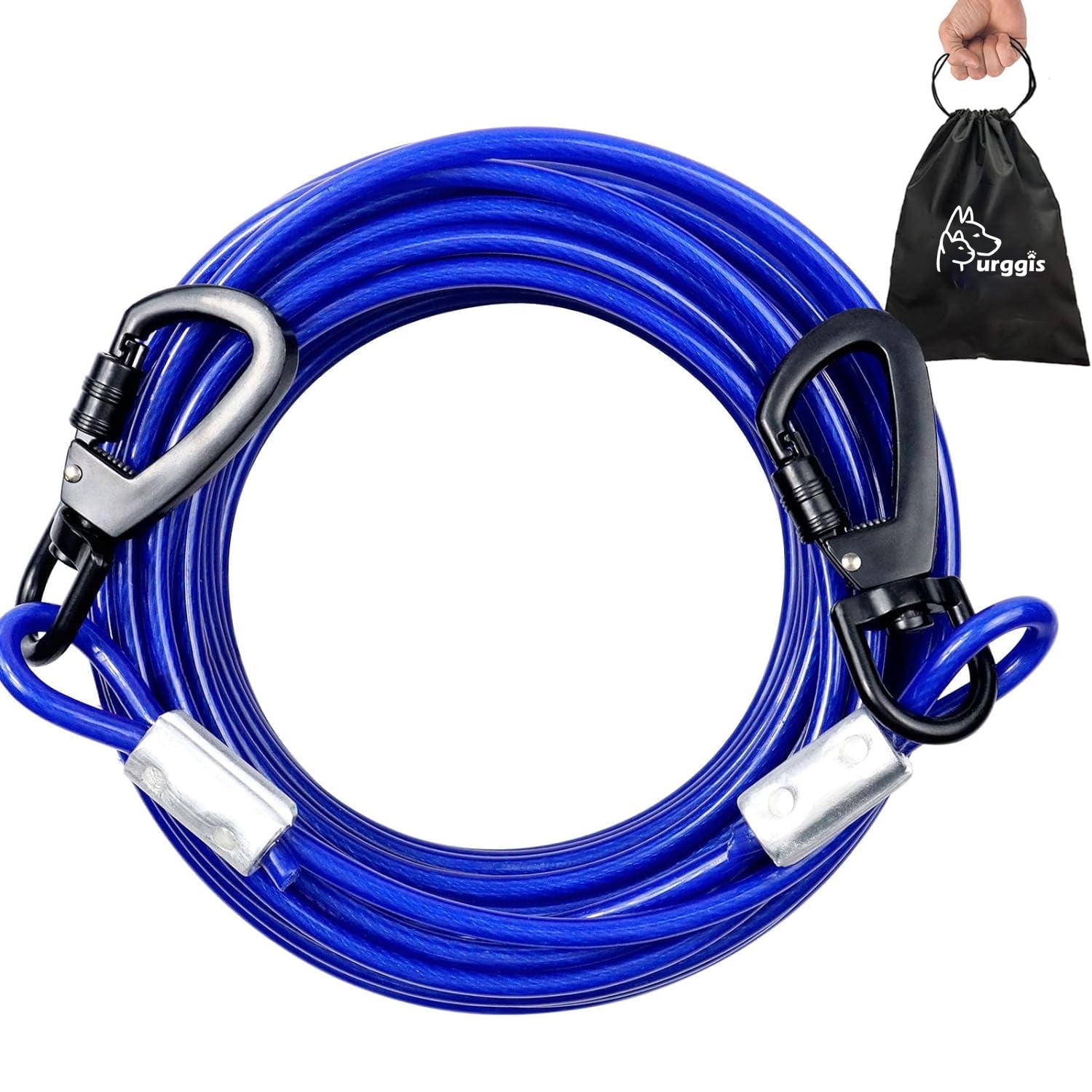 Furggis Heavy-Duty Dog Tie-Out Cable, Chew-Proof, 50FT, Tangle-Free ...