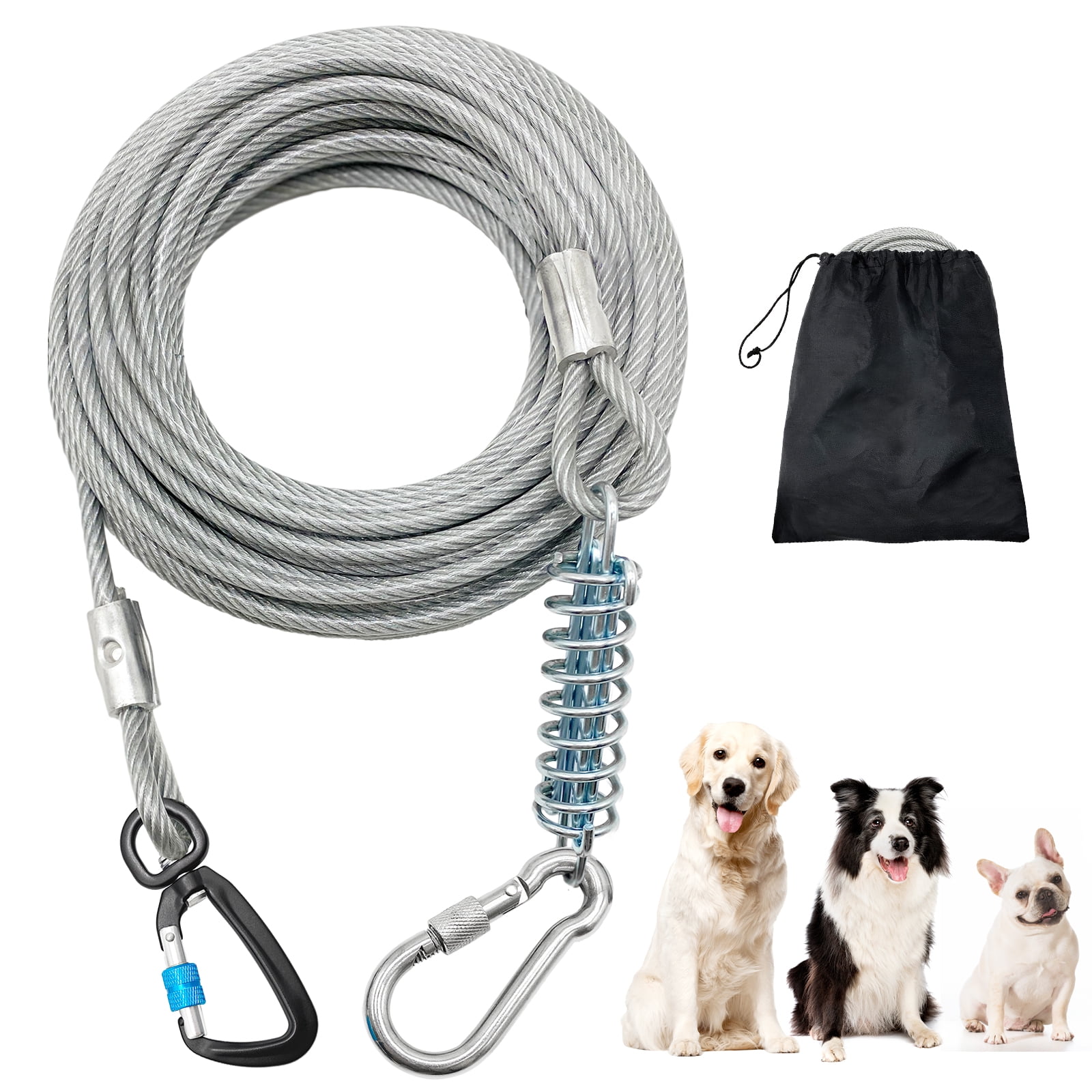 Furggis Tie Out Cable for Large Dogs, Dog Leads for Yard 50ft Heavy ...