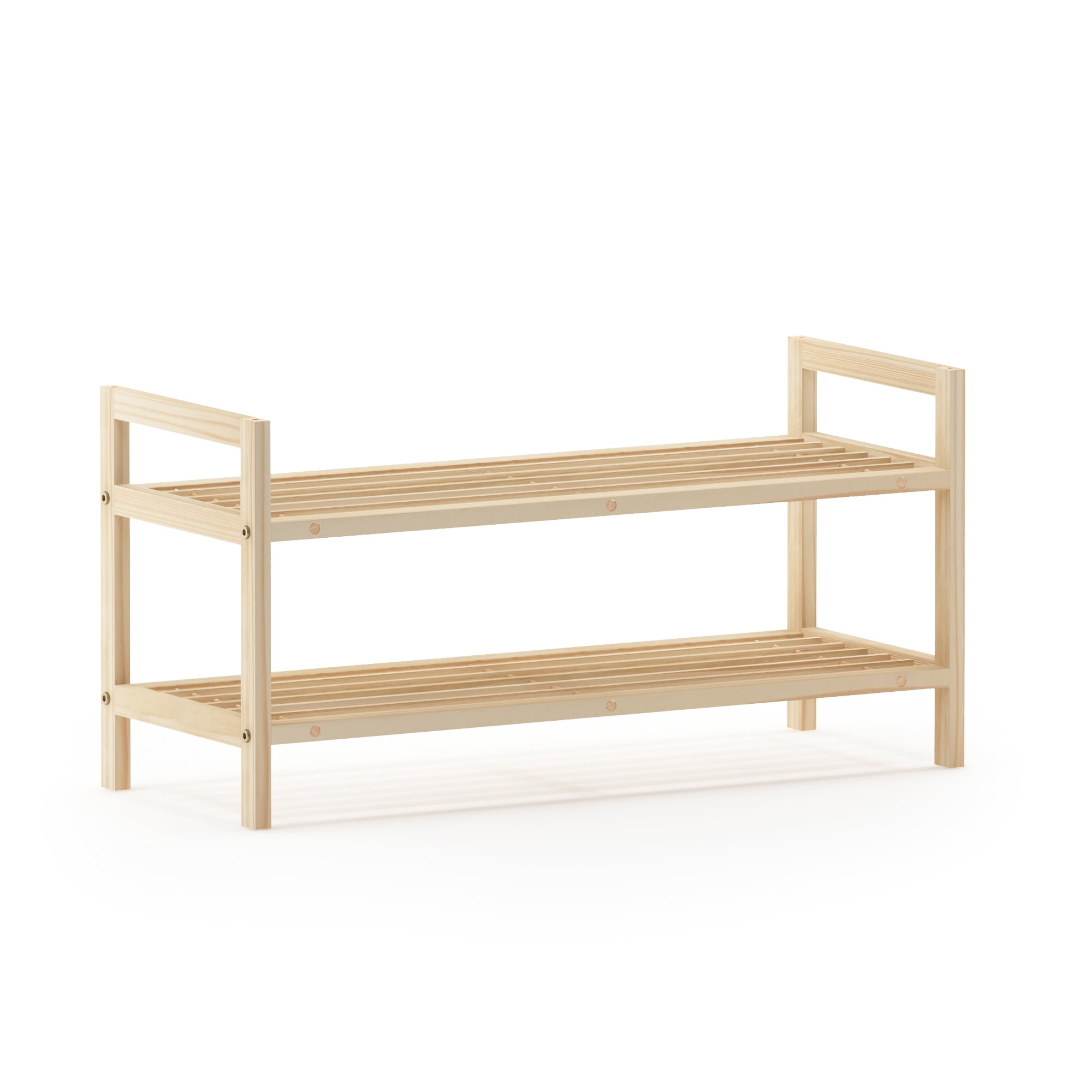 Furinno 2-Tier Stackable Shoe Rack, Pine Solid Wood, Natural - Walmart.com