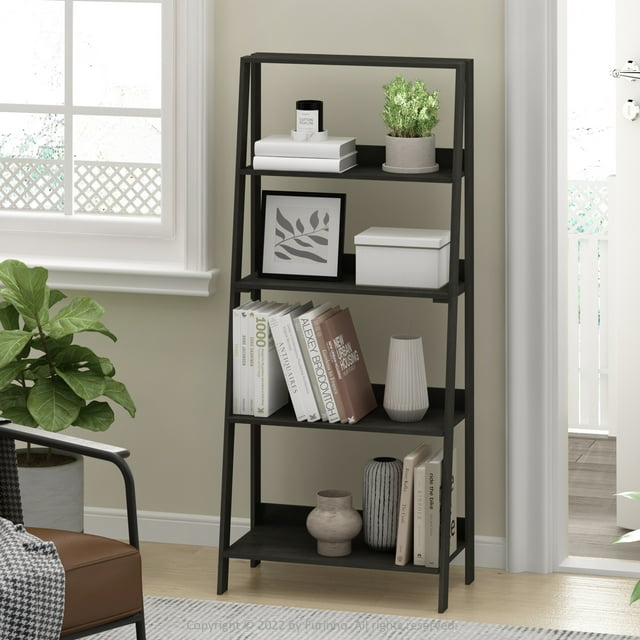 Furinno 5-Tier Ladder Style Bookshelf, Corner Display Shelves, Espresso ...