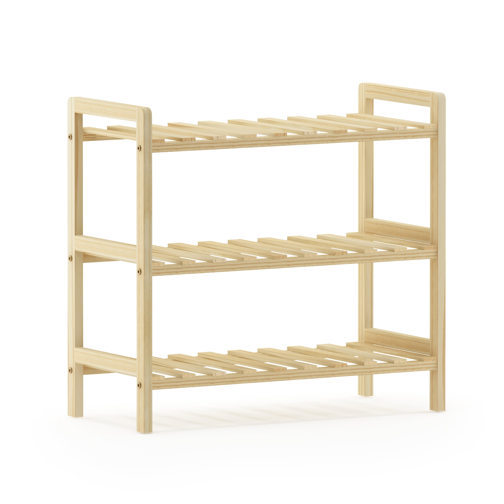 Furinno 3-Tier Shoe Rack, Pine Solid Wood, Natural - Walmart.com