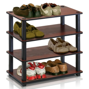 Furinno 5-Tier Turn-N-Tube Wide Shoe Rack, Wood, Brown and Black ...