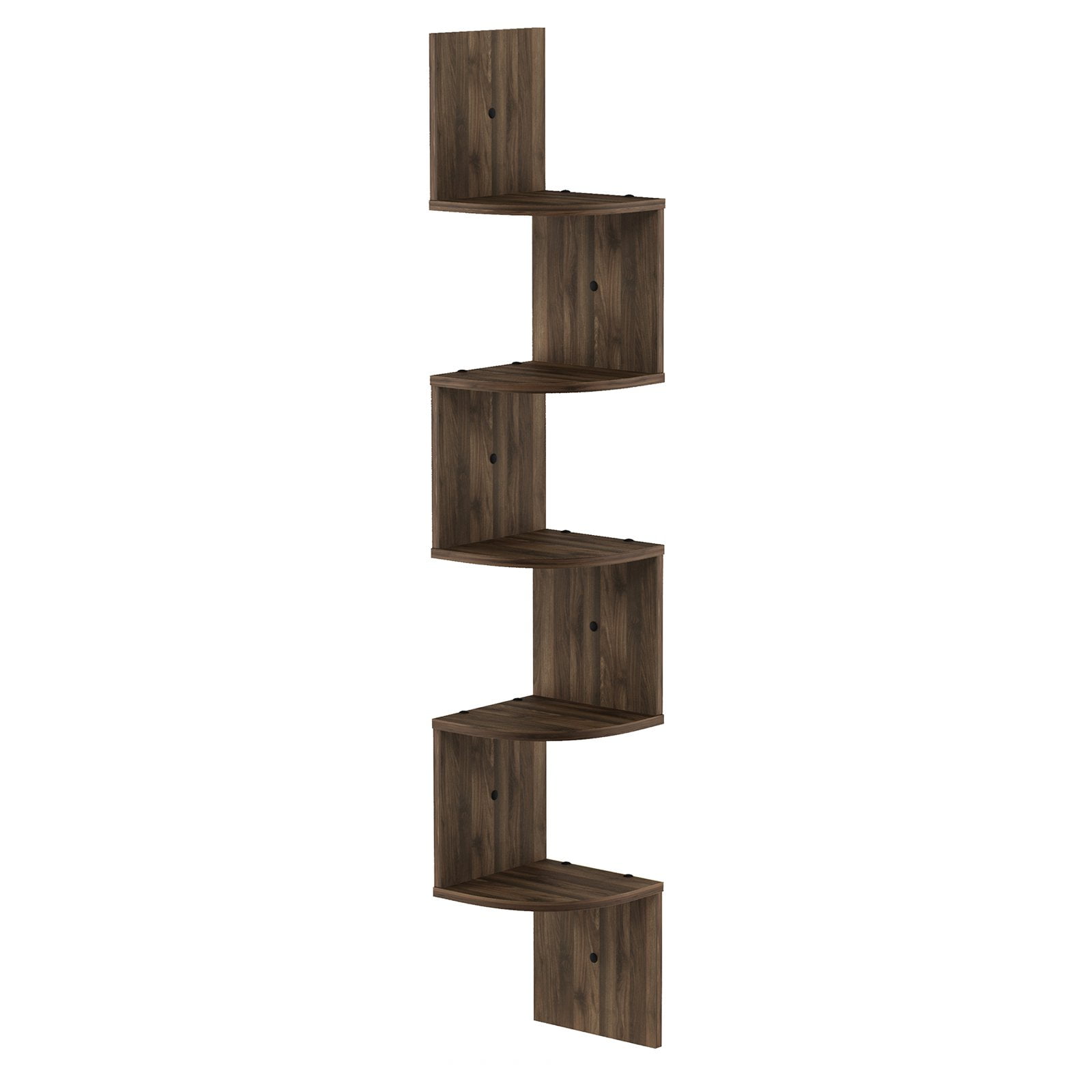 Furinno 5 Tier Wall Mount Floating Radial Corner Shelf, FR16122CWN ...