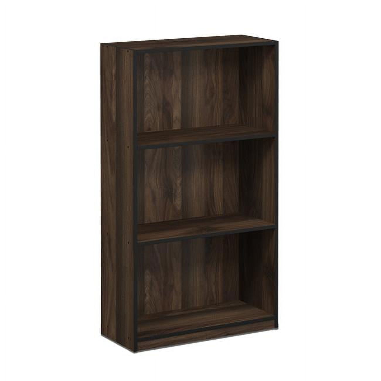 Furinno Basic Wood 3-Tier Bookcase Storage Shelves in Columbia Walnut ...