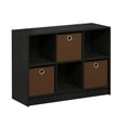 Furinno Basic 6 Cube Wood Bookshelf, Storage Organizer with Bins ...