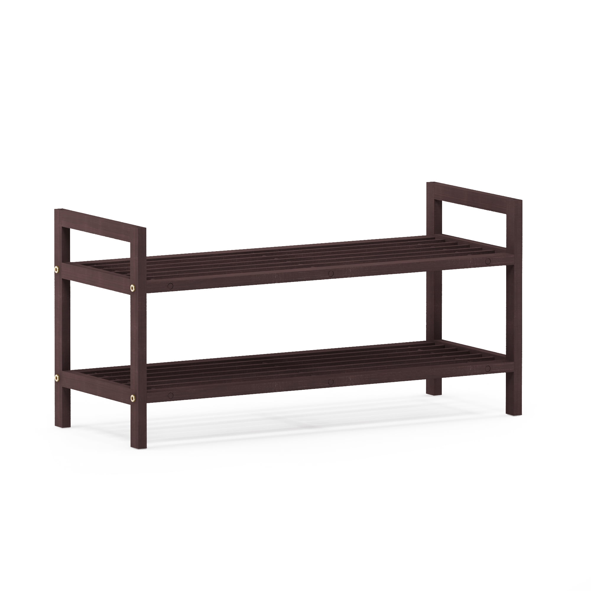 Furinno Alder Pine Solid Wood Stackable 2-Tier Shoe Rack, Espresso ...