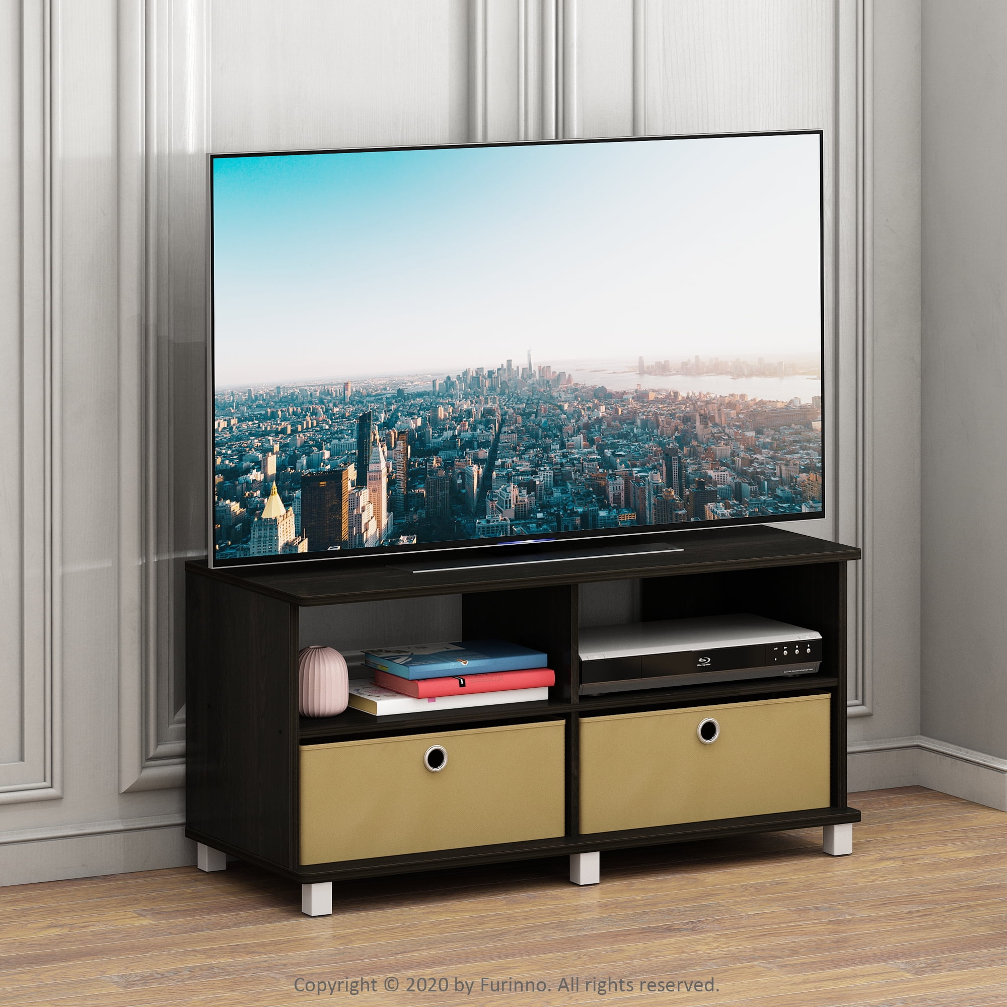 Free Shipping! Furinno Small TV Stand with Bin Drawers, Dark Espresso ...