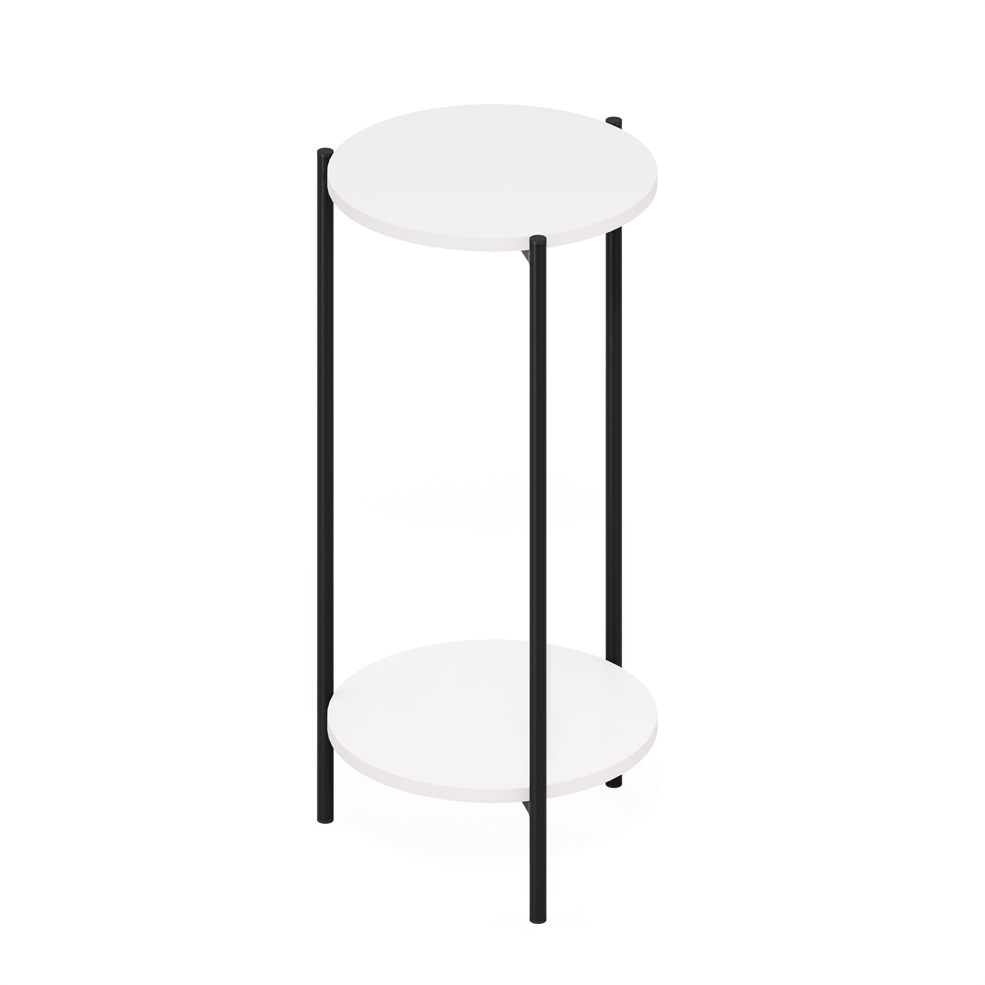 Furinno Besi 2-Tier Modern Tall Round Side End Table with Sturdy Metal ...