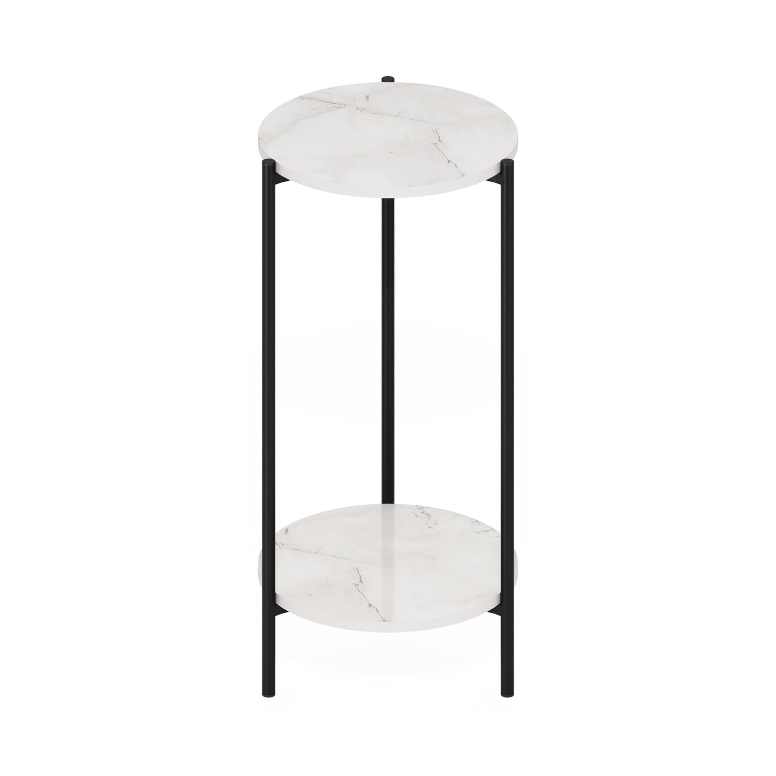 Furinno Besi 2-Tier Modern Tall Round Side Table with Metal Legs ...