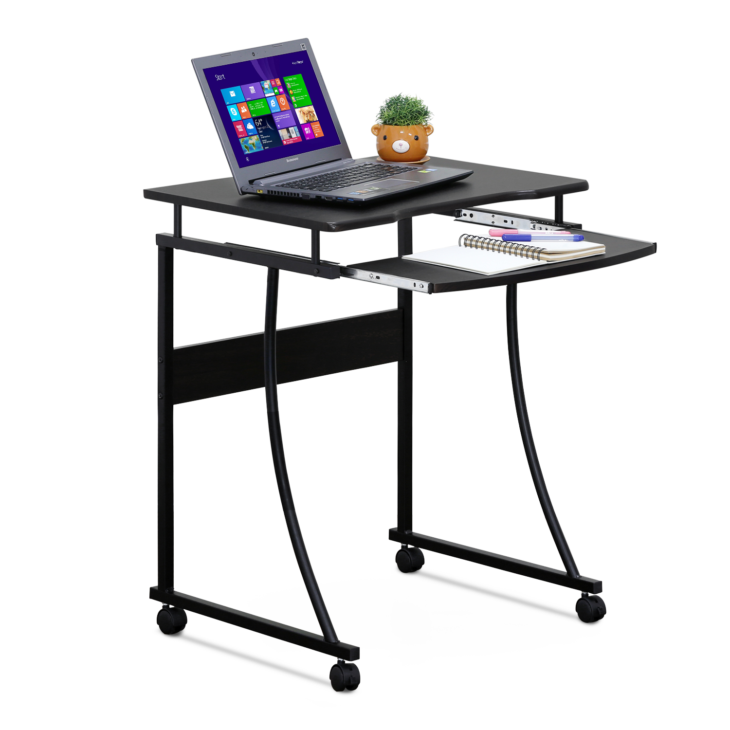 Furinno Besi Metal Frame Computer Desk with Keyboard Tray, Espresso ...