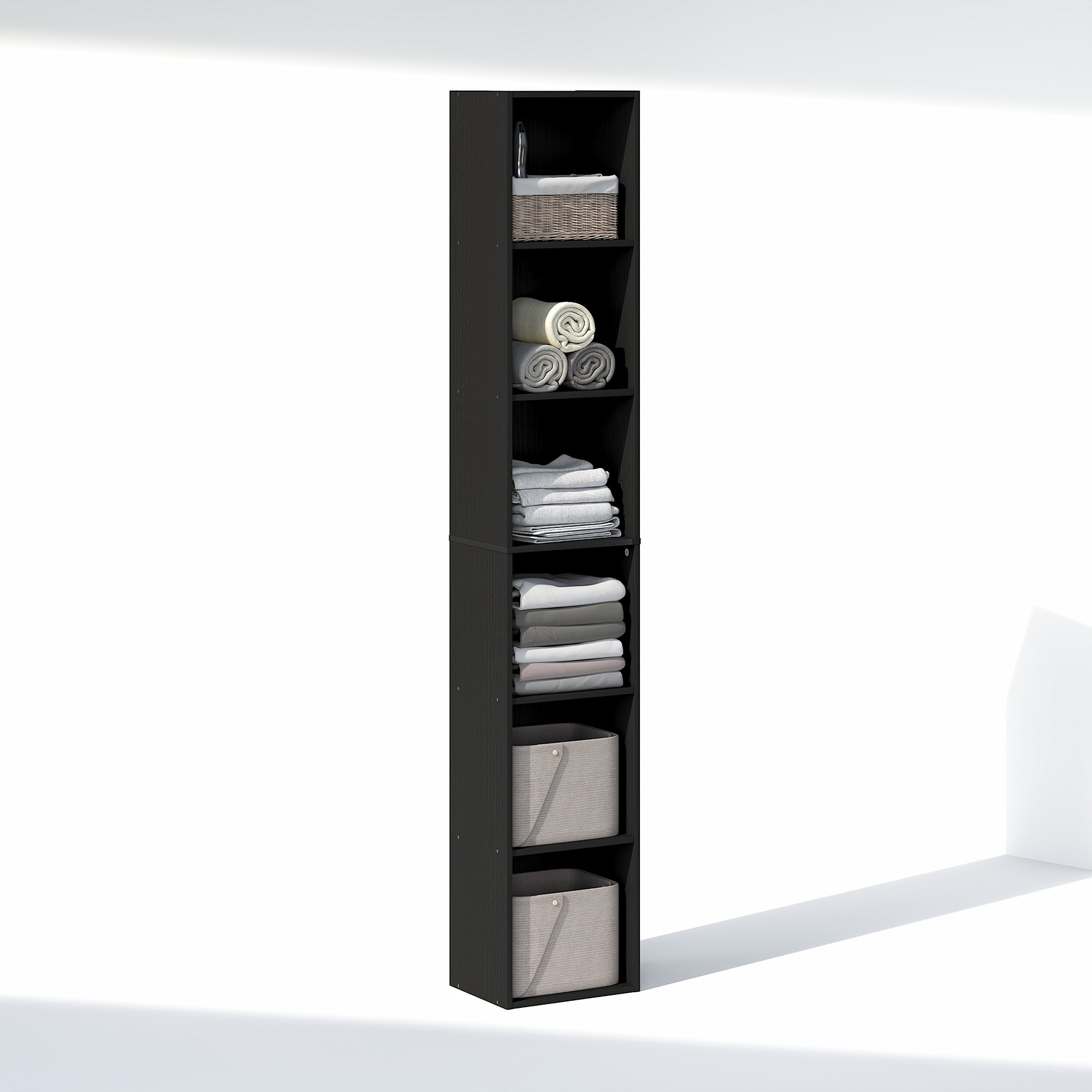 Furinno CUBICLE 6-Tier Closet Organizer Open Shelf Storage Blackwood ...