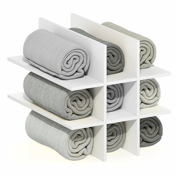 Furinno CUBICLE 9-Compartment Cube Organizer Shelf Accessory White ...