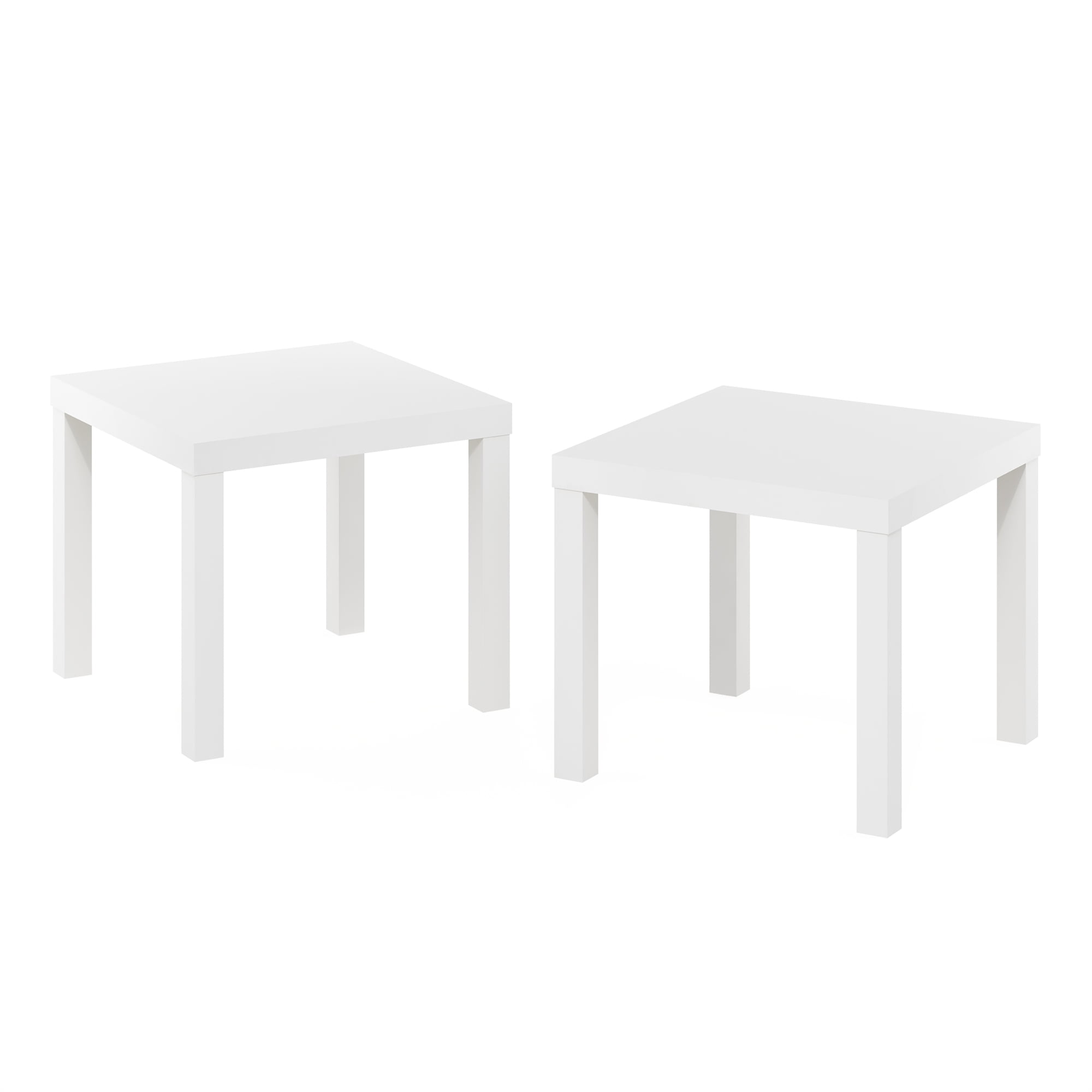 Furinno Classic Homey Square Side Table, Set of 2, White - Walmart.com