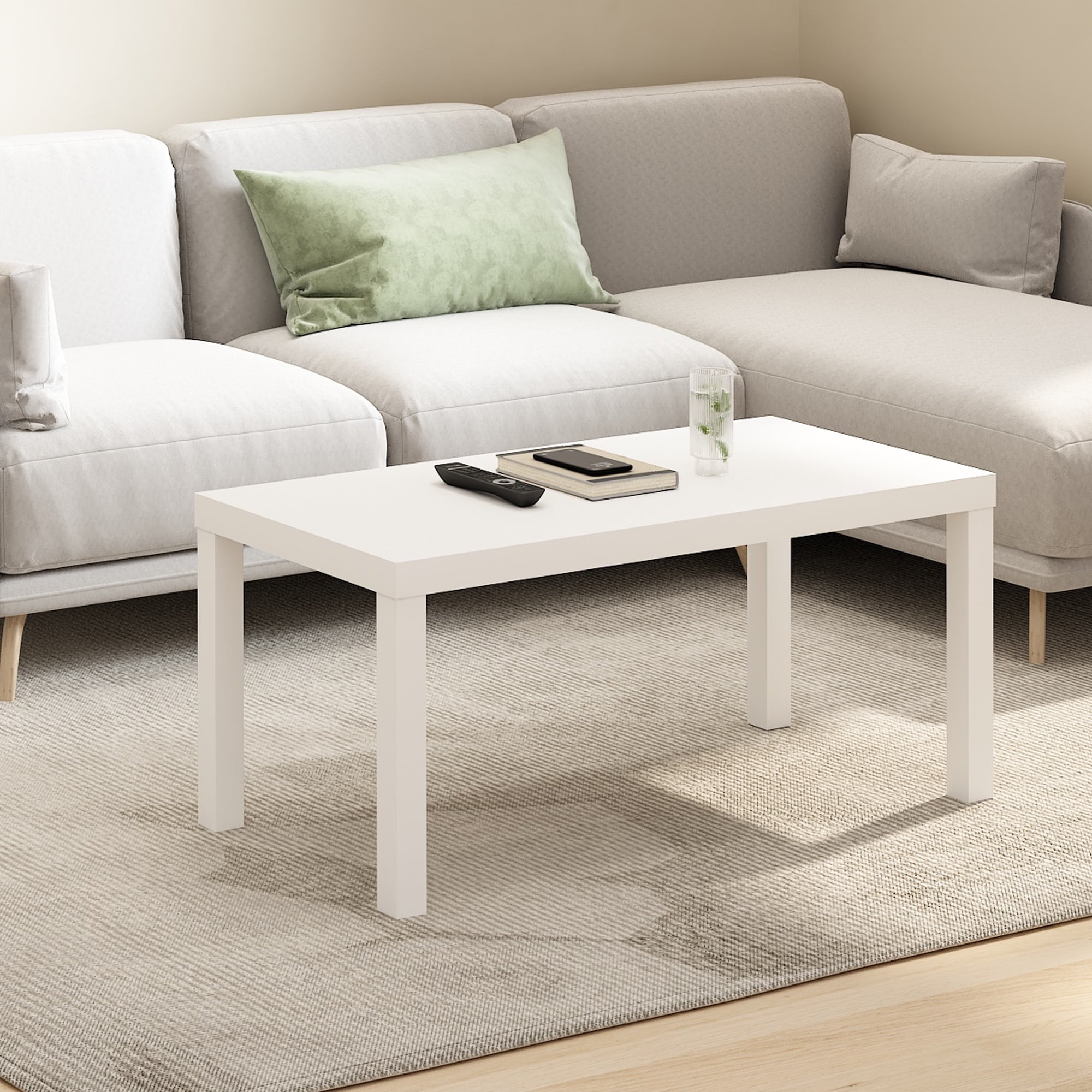 Furinno Classic Simple White Coffee Table, Easy Assembly for Living ...