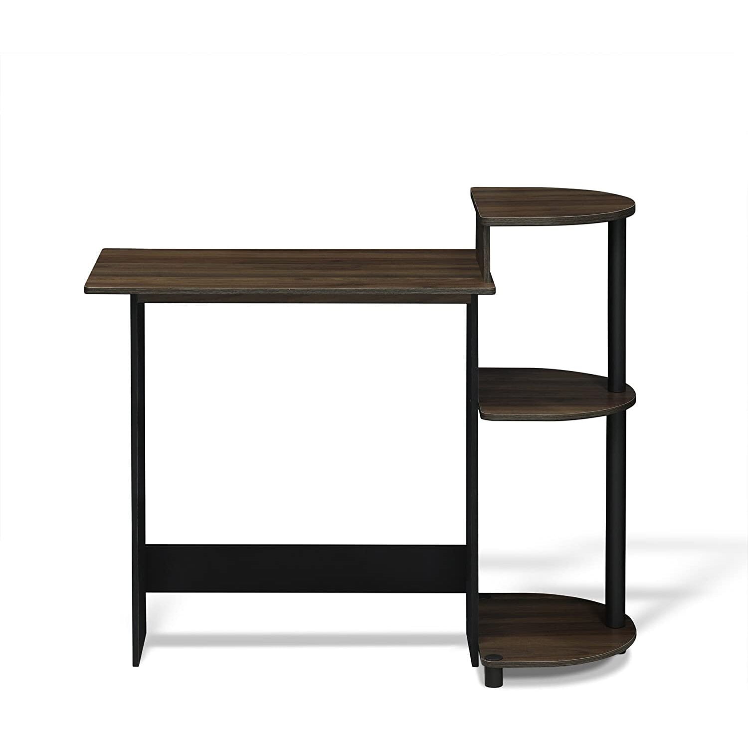 Furinno Compact Computer Desk with Shelves, Columbia Walnut/Black ...