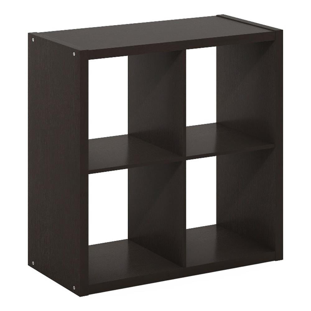 Furinno CUBICLE Book Shelf, 4-Cube Bookself, Thick Frame Bookcase with ...
