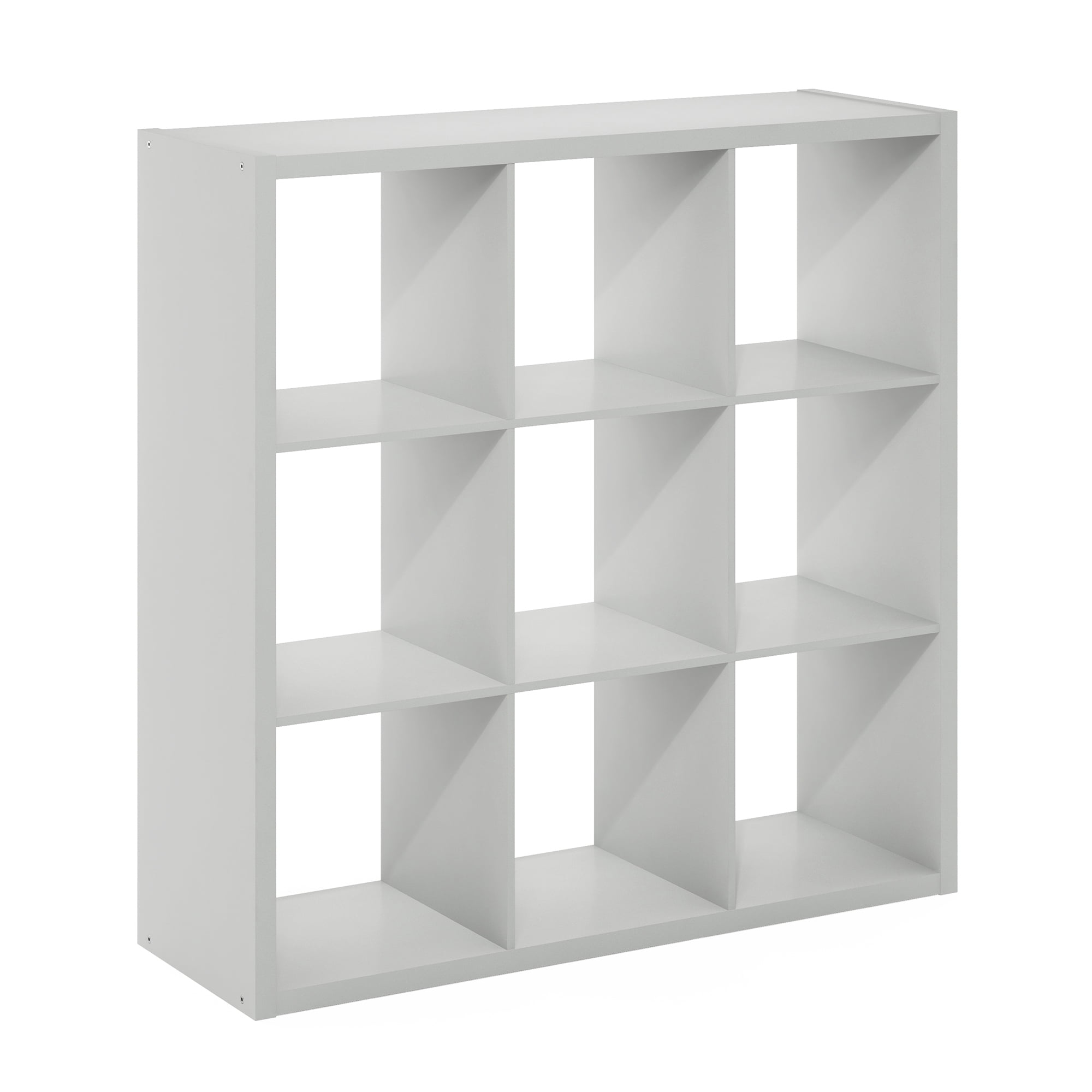 Furinno Light Grey 9-Cube Open Back Decorative Storage Organizer/Office ...