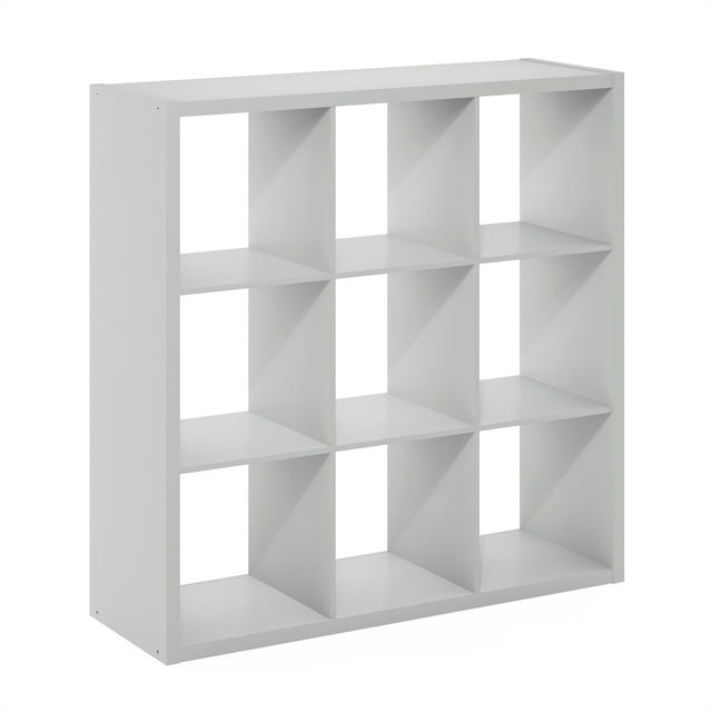 Furinno Light Grey 9-Cube Open Back Decorative Storage Organizer/Office ...