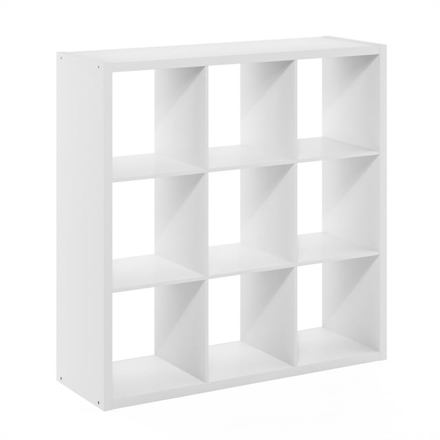 Furinno 9-Cube Wood Shelf Unit, Open Back Decorative Cube Storage ...