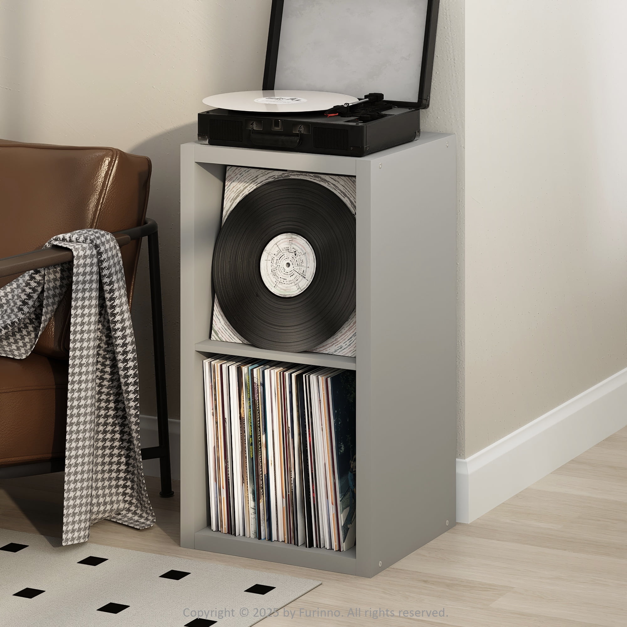 Furinno CUBICLE Vintage Vinyl Record Media Storage Organizer 2-Cube ...