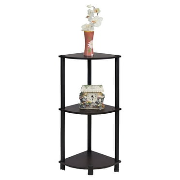 Convenience Concepts 3-Tier Corner Folding Metal Corner Shelf, Black ...