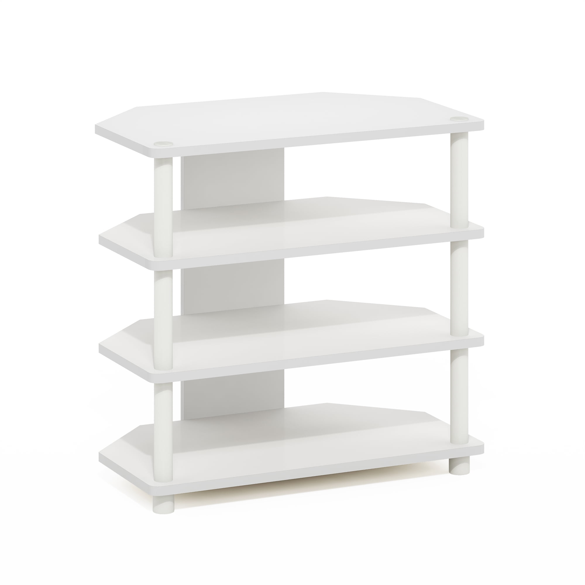 Furinno Econ Easy Assembly 4-Tier Petite TV Stand, White/White ...