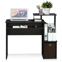 Furinno Compact Computer Desk with Shelves, Dark Walnut, 11181DWN ...