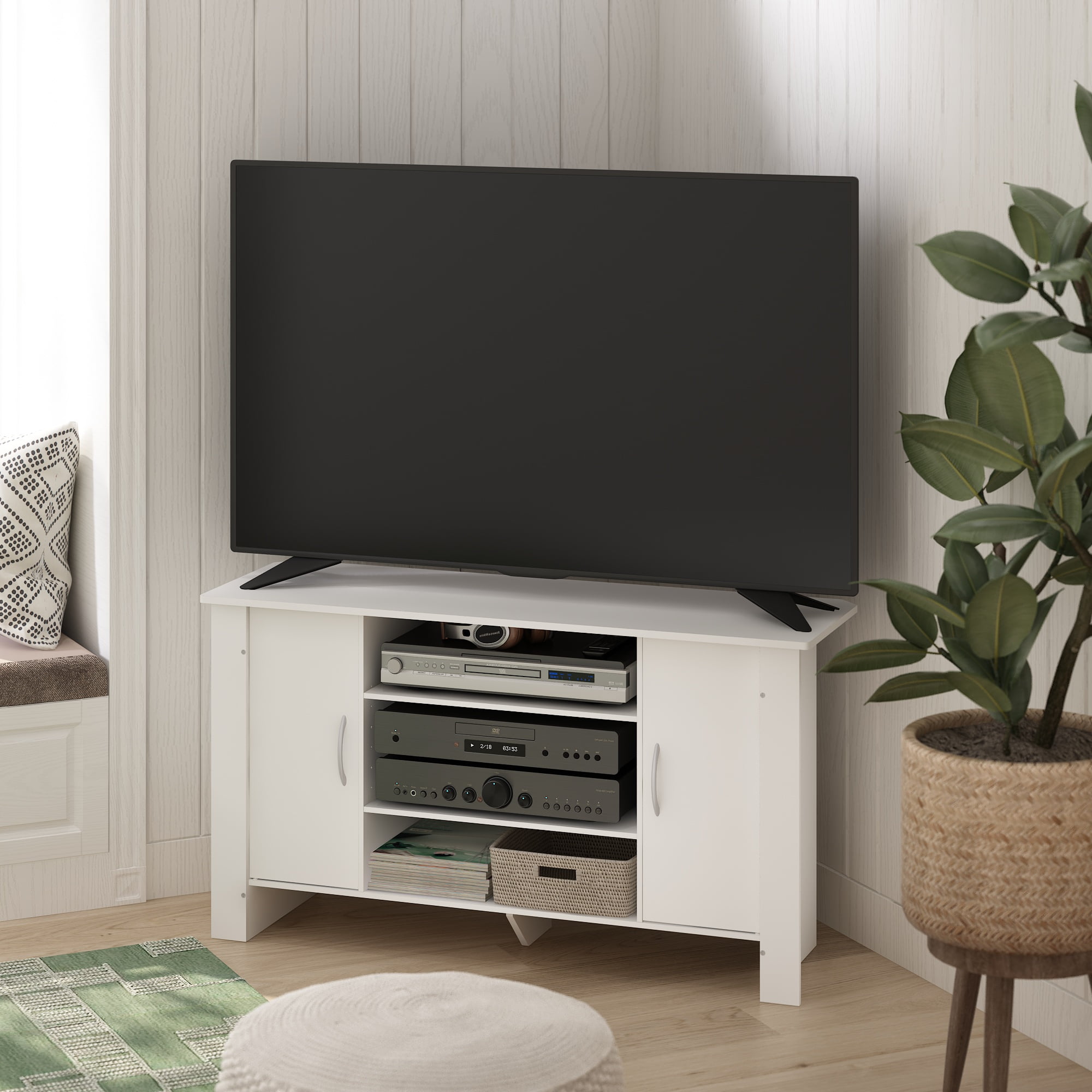 Furinno Econ TV Stand Entertainment Center in White - Walmart.com