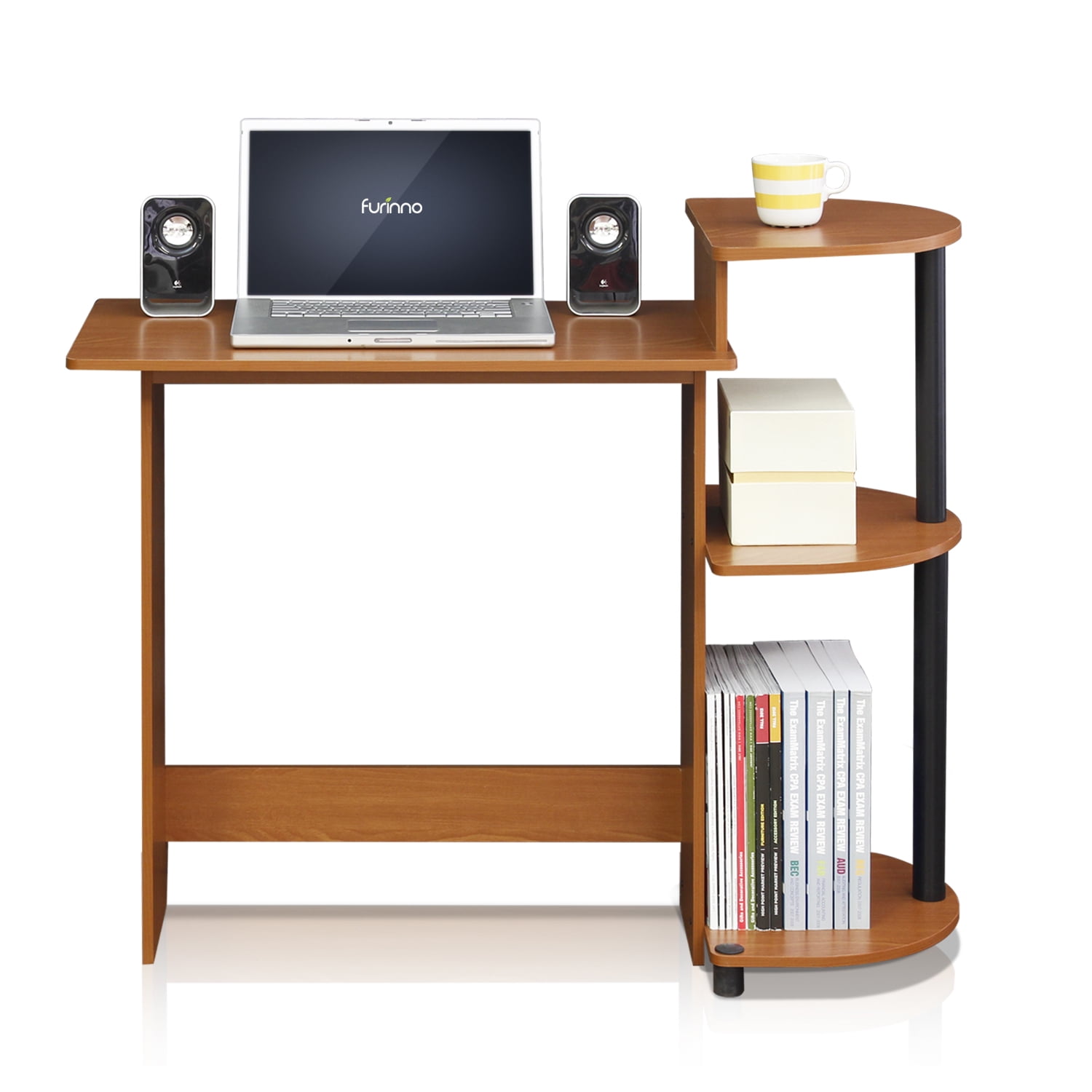 Furinno Compact Computer Desk with Easy Assemble Storage in Light ...