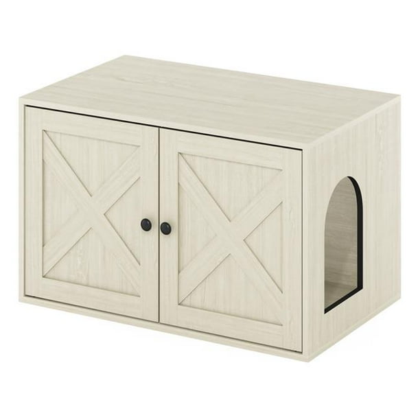 Furinno FH22302WW Peli Farmhouse Cat Litter Box Enclosure, White Wash ...